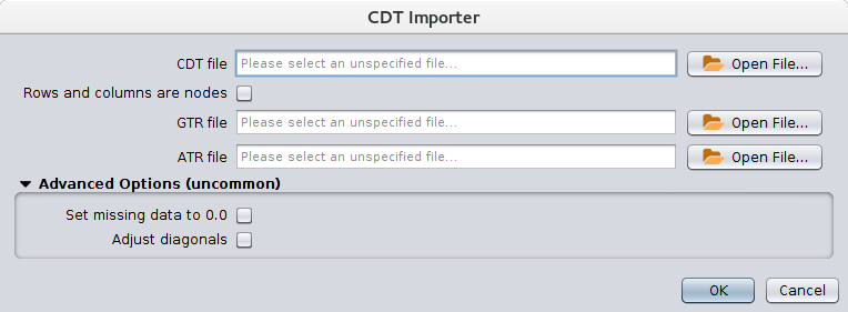 cdtReader: A Cytoscape Reader for Cluster 3 output (.cdt) files